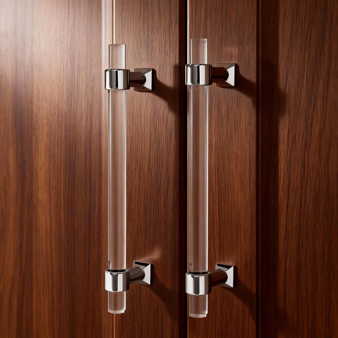 Clear Acrylic Handle: Silver Cabinet Pulls, Closet Drawer Knobs - Etsy