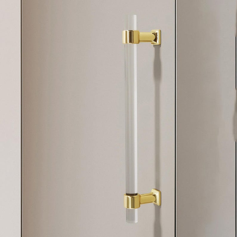 Clear Acrylic Handle: Silver Cabinet Pulls, Closet Drawer Knobs - Etsy