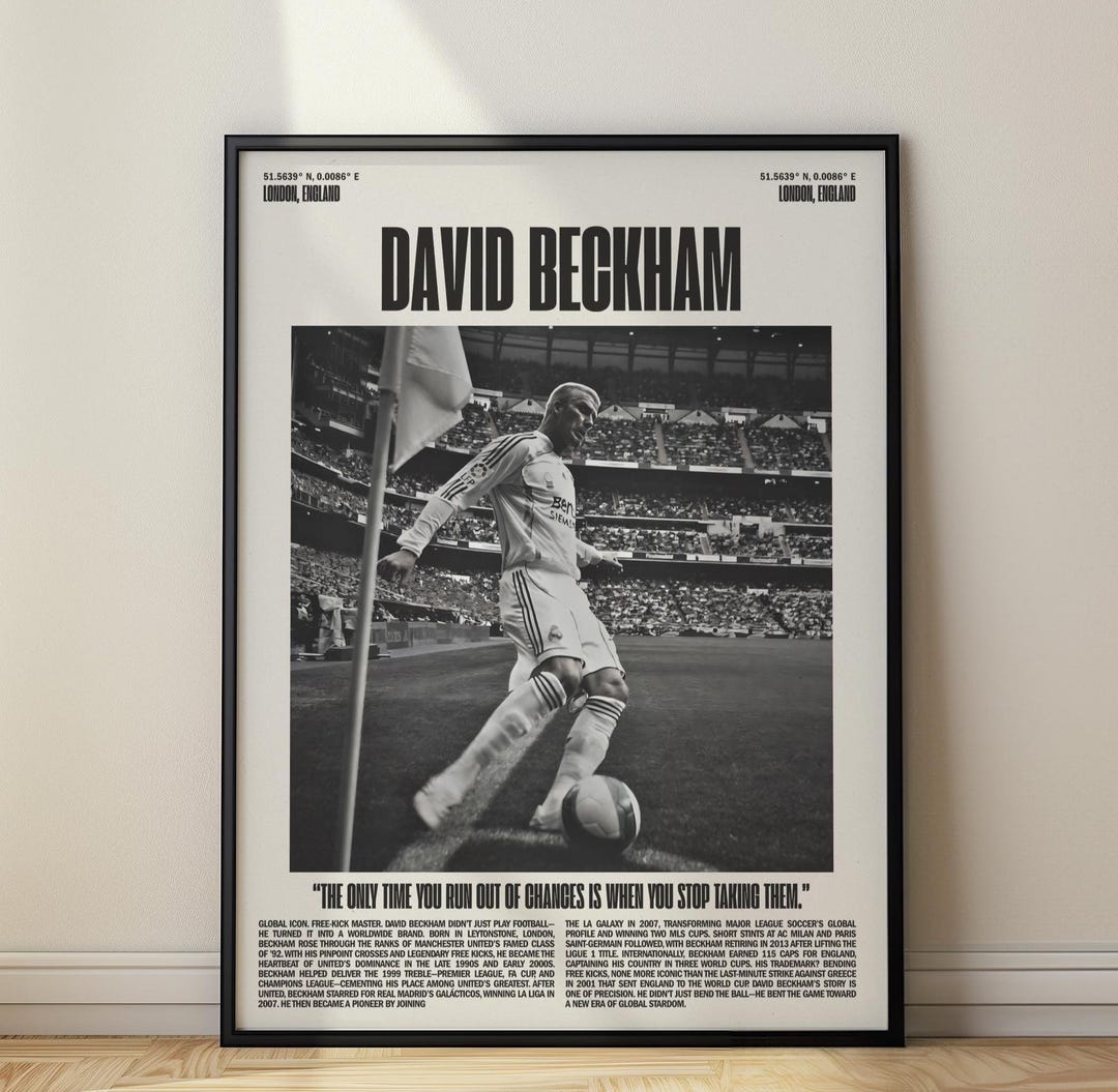 David Beckham Poster, Real Madrid, Minimalist Football Art (digital ...
