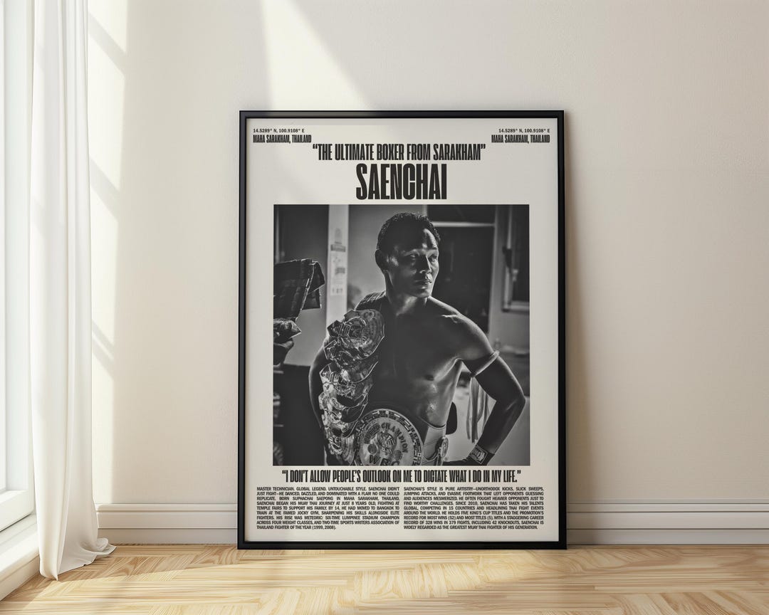 Saenchai Muay Thai Digital Poster, Muay Thai Minimalist Wall Art Print ...