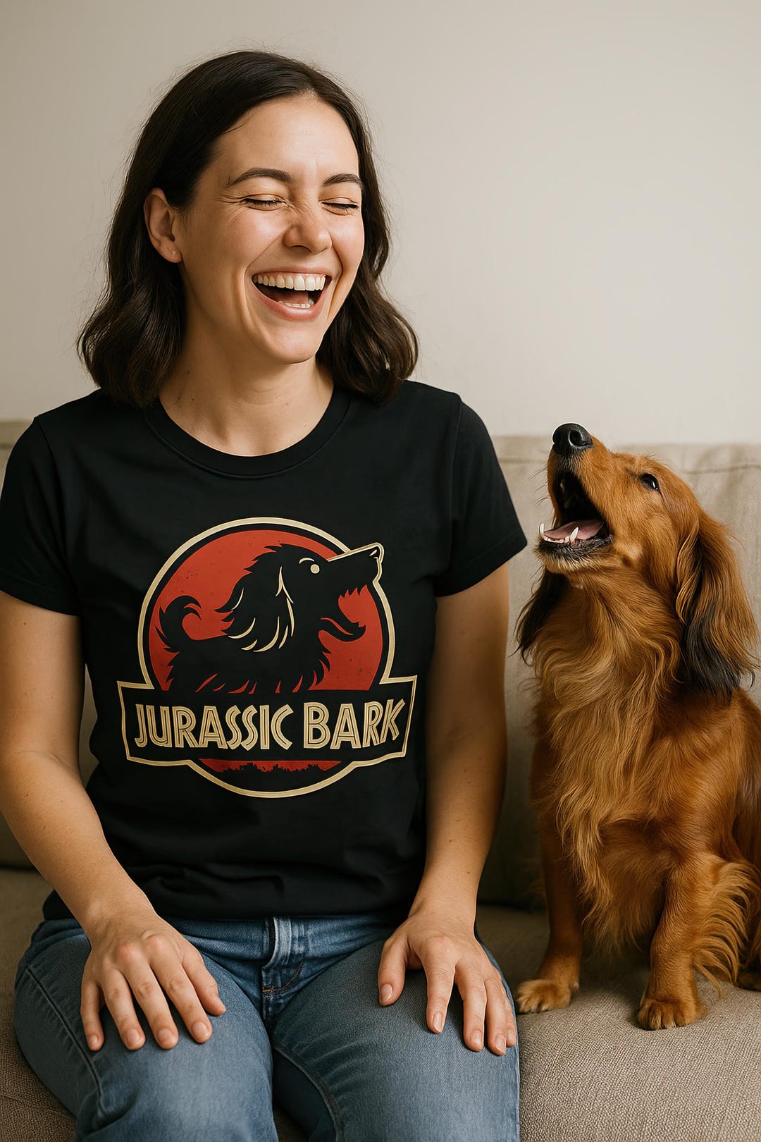 Jurassic Bark Dinosaur Parody Long Hair Dachshund Tee - Etsy