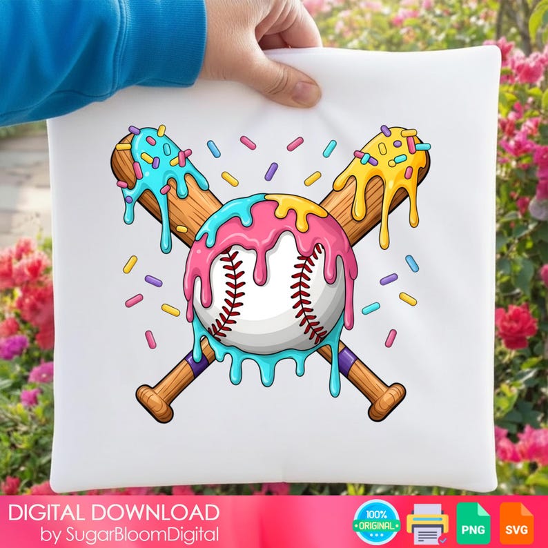 Ice Cream Drip Baseball PNG SVG | Sprinkle Youth Graphic Clipart ...