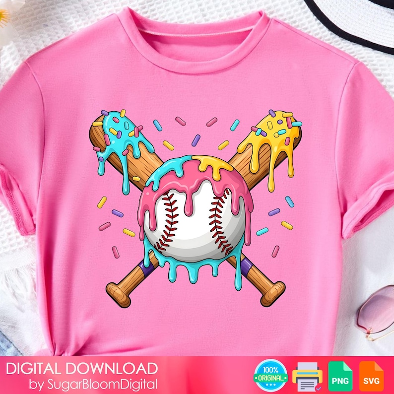 Ice Cream Drip Baseball PNG SVG | Sprinkle Youth Graphic Clipart ...