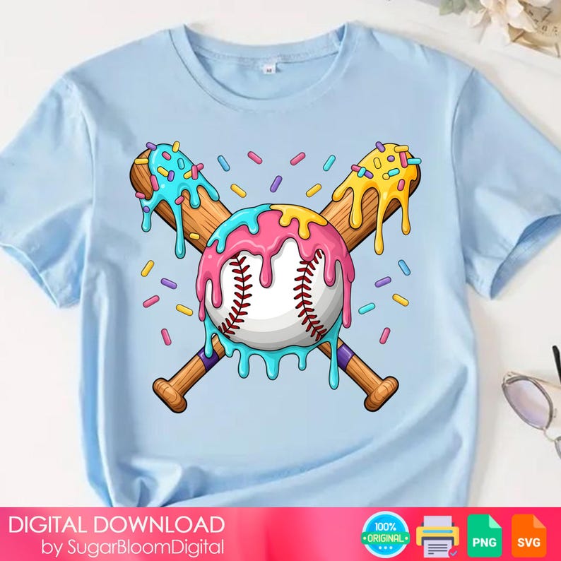 Ice Cream Drip Baseball PNG SVG | Sprinkle Youth Graphic Clipart ...