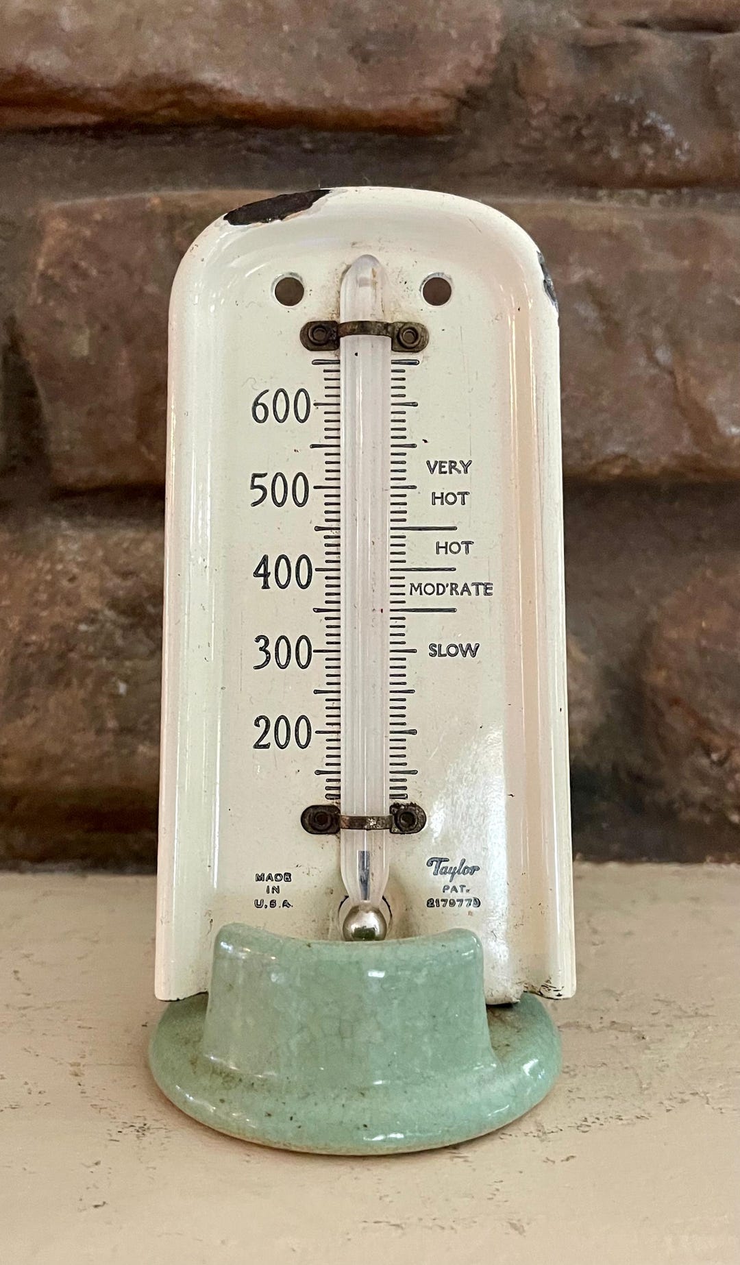 Vintage Taylor Standing Oven Thermometer With Green Ceramic Base - Etsy