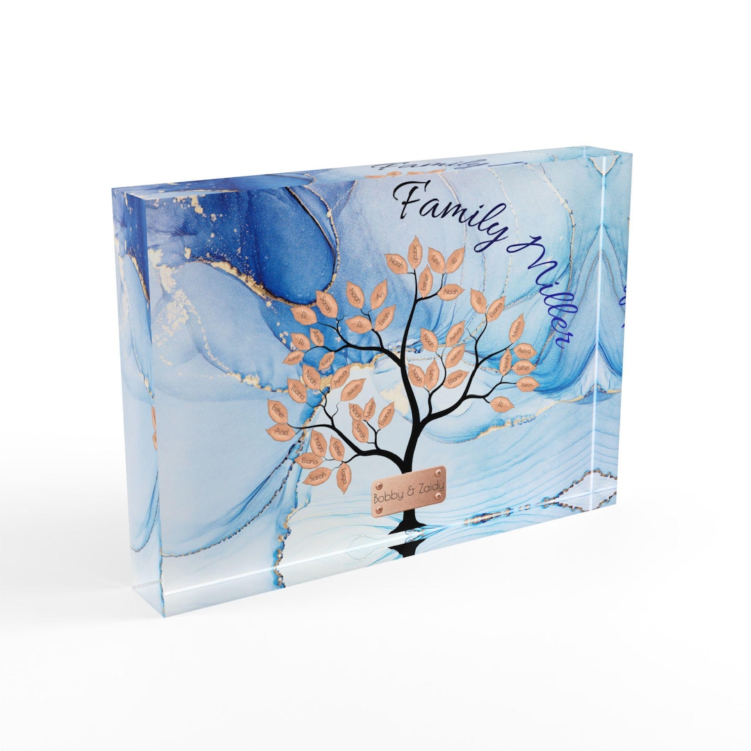 Fully Custom Personalized Family Tree Art- Photo Block. Keepsake Gift ...