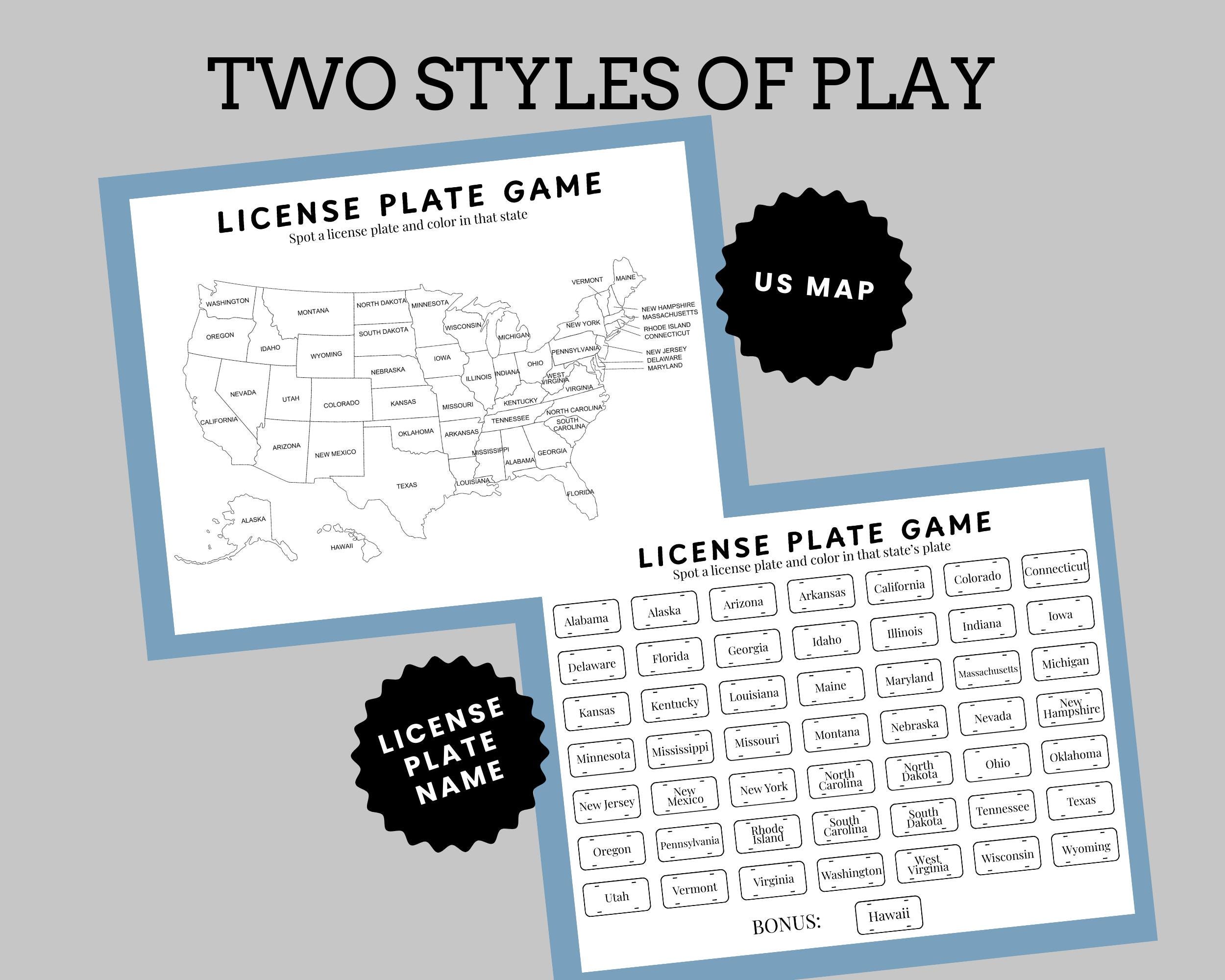 Road Trip License Plate Game, Car Ride Activity for Kids, Printable ...