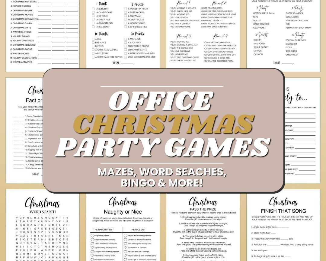 Office Party Games Christmas Printable, Christmas Party Office Games ...