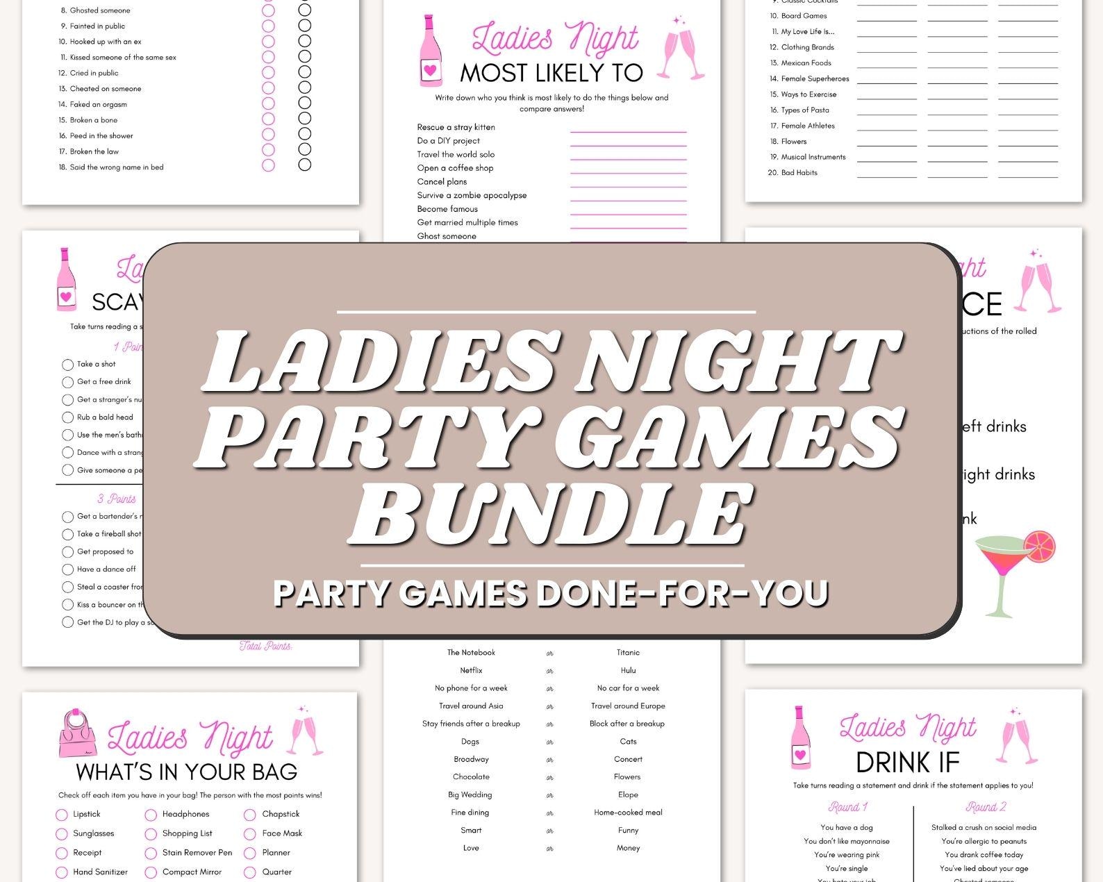 Ladies Night Games Printable Party Games, Printable Girls Night Games ...