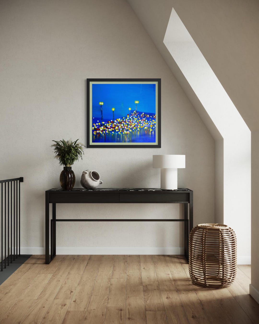 Midnight City Lights – Original Abstract Urban Nightscape Painting in ...