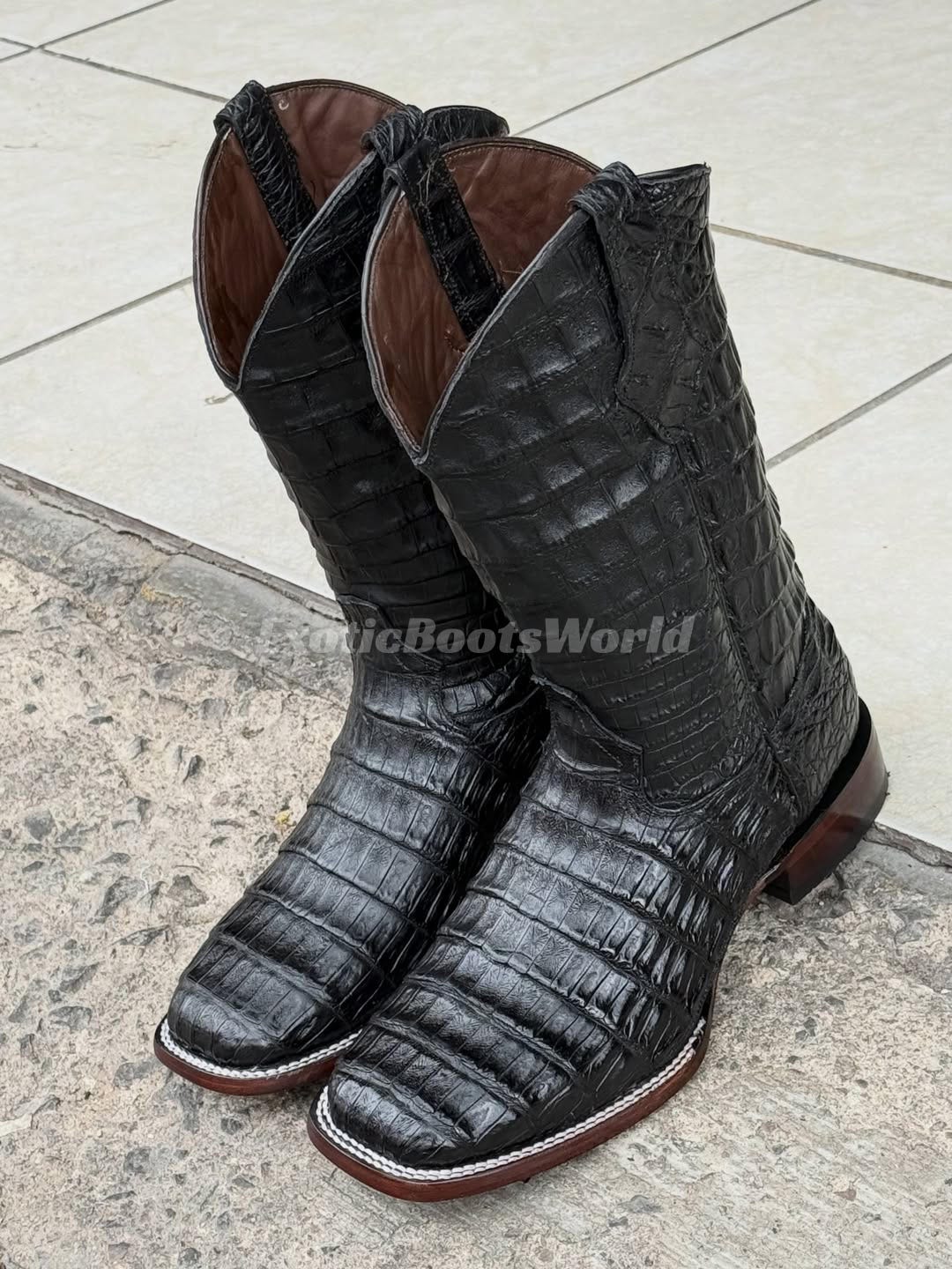 Black Alligator Boots With Western Style Cowboy | Handmade and Original ...