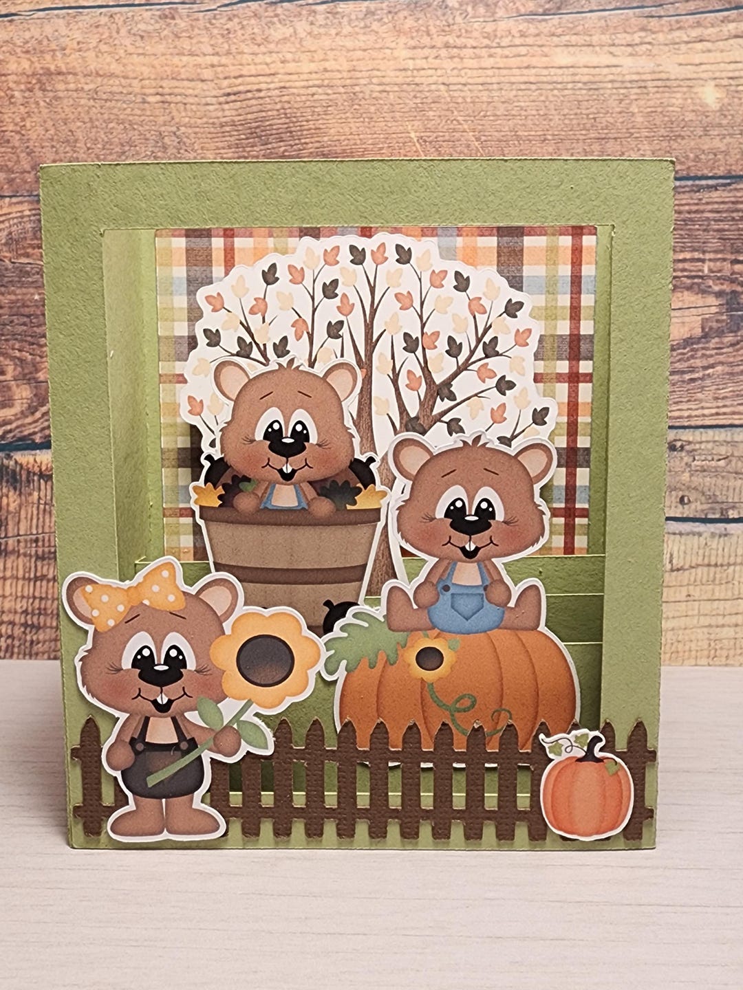 Fall Pop-up 3D Card, Handmade Fall Gopher Greeting Card, Unique ...