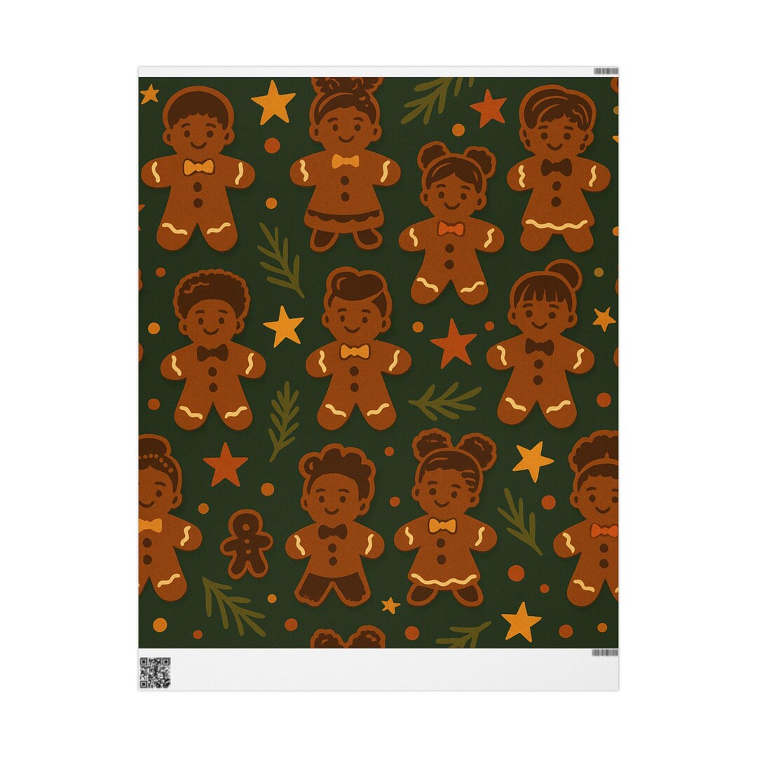 Gingerbread Pattern Wrapping Paper | Holiday Gift Wrap, Christmas ...