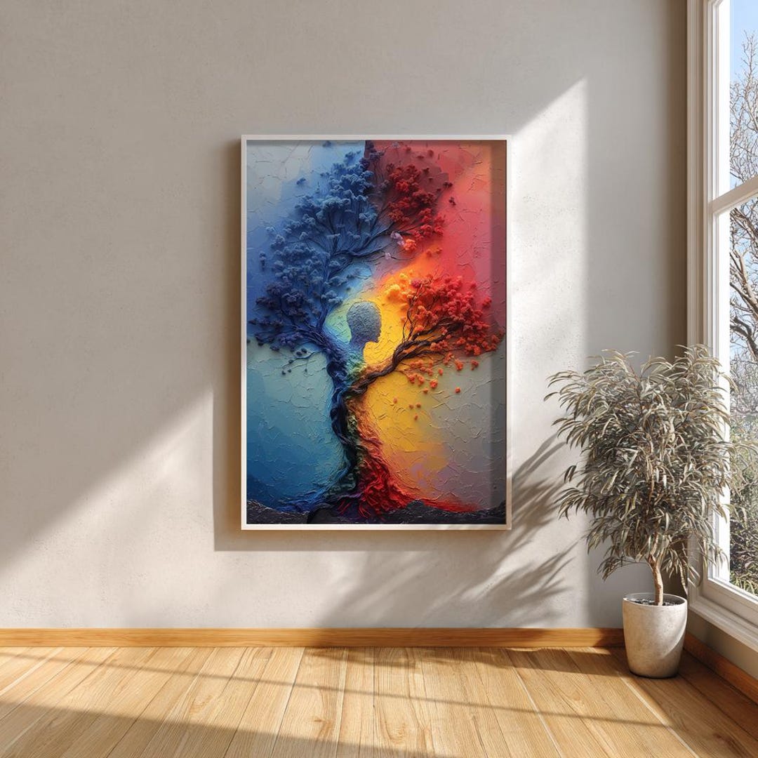 Tree of Life Abstract Wall Art – Colorful Yin Yang Tree Painting ...