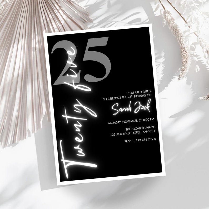 Editable Old Money Birthday Invitation | Elegant Black & White Birthday ...