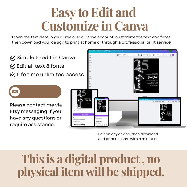 Editable Old Money Birthday Invitation | Elegant Black & White Birthday ...