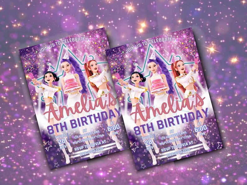 Kpop Demon Hunters Birthday Invitation Template | Editable Canva ...