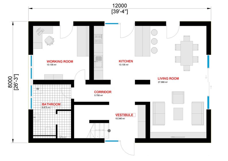 Modern 3 Bedroom House Design, Two-story Architectural Plans (PDF/DWG/PLN) - Etsy