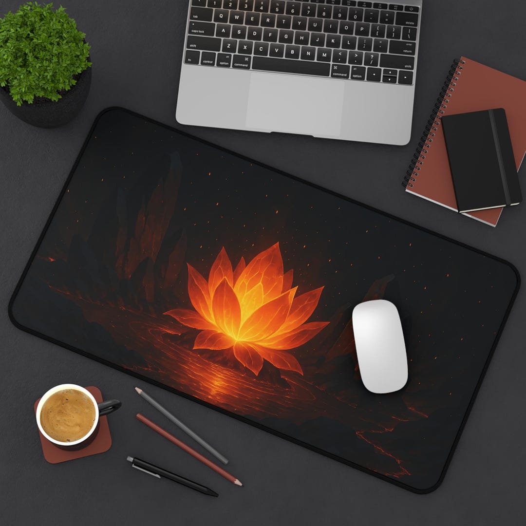 Glowing Lotus Desk Mat | Meditation Altar, Calming Workspace| Mouse Pad ...