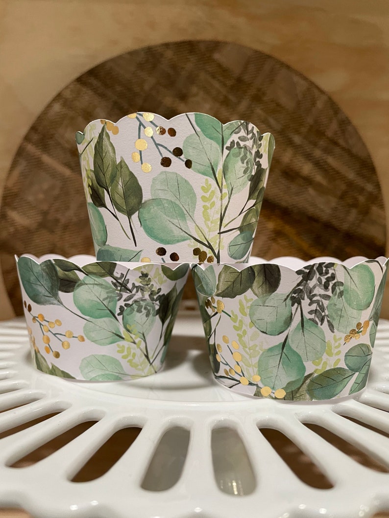 New Eucalyptus With Gold Foil Accents Wrappers Rustic - Etsy