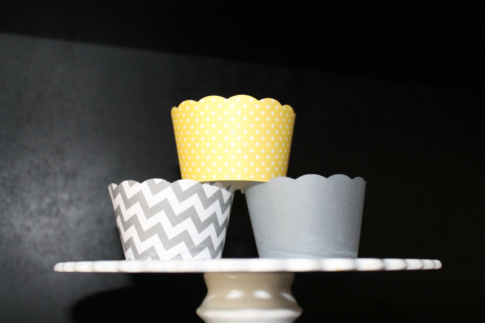 Chevron Stripe Yellow and White Polka Dot and Solid Grey - Etsy