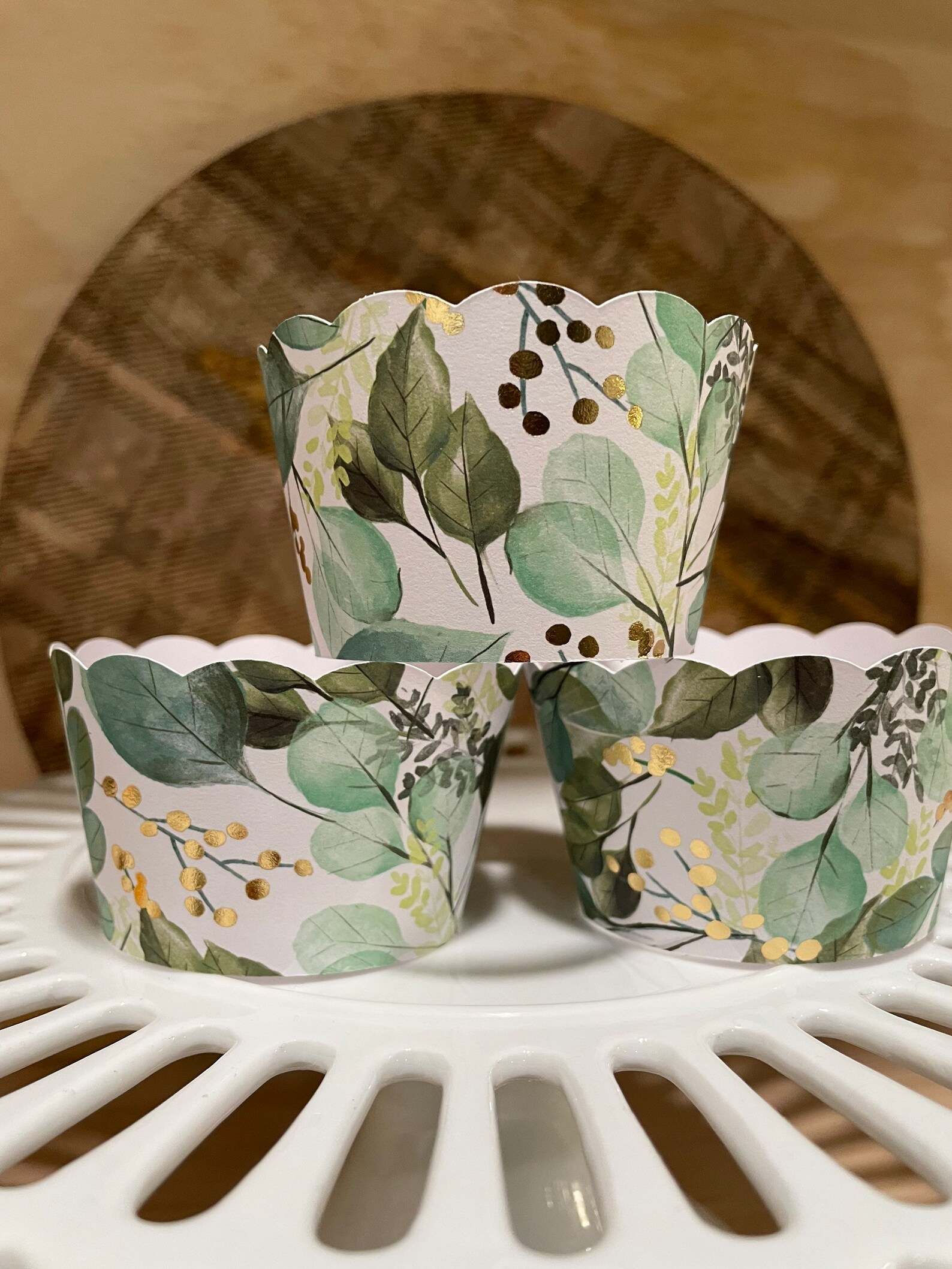 New Eucalyptus With Gold Foil Accents Wrappers Rustic - Etsy