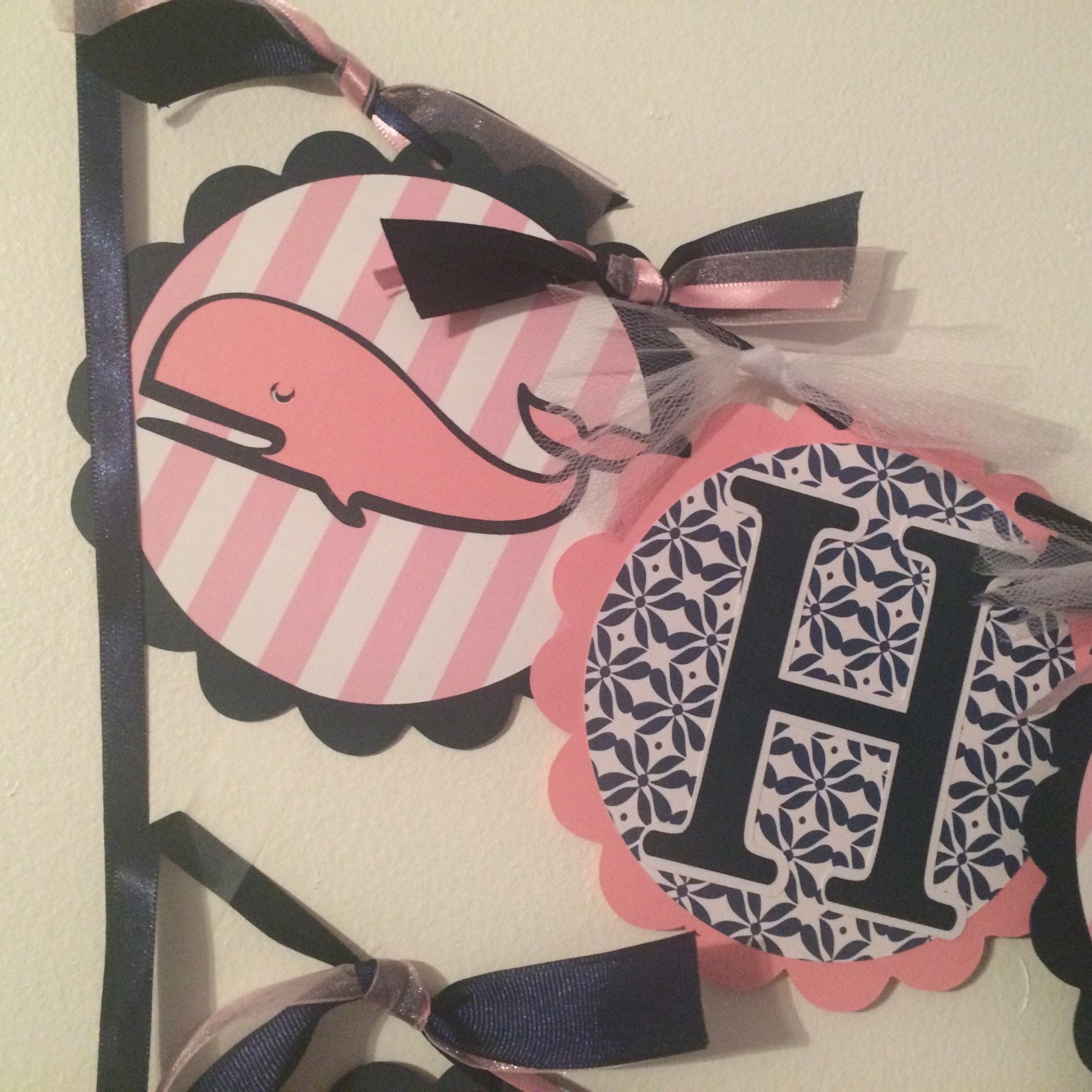 Preppy Navy and Bubble Gum Pink Banner Custom to Happy - Etsy