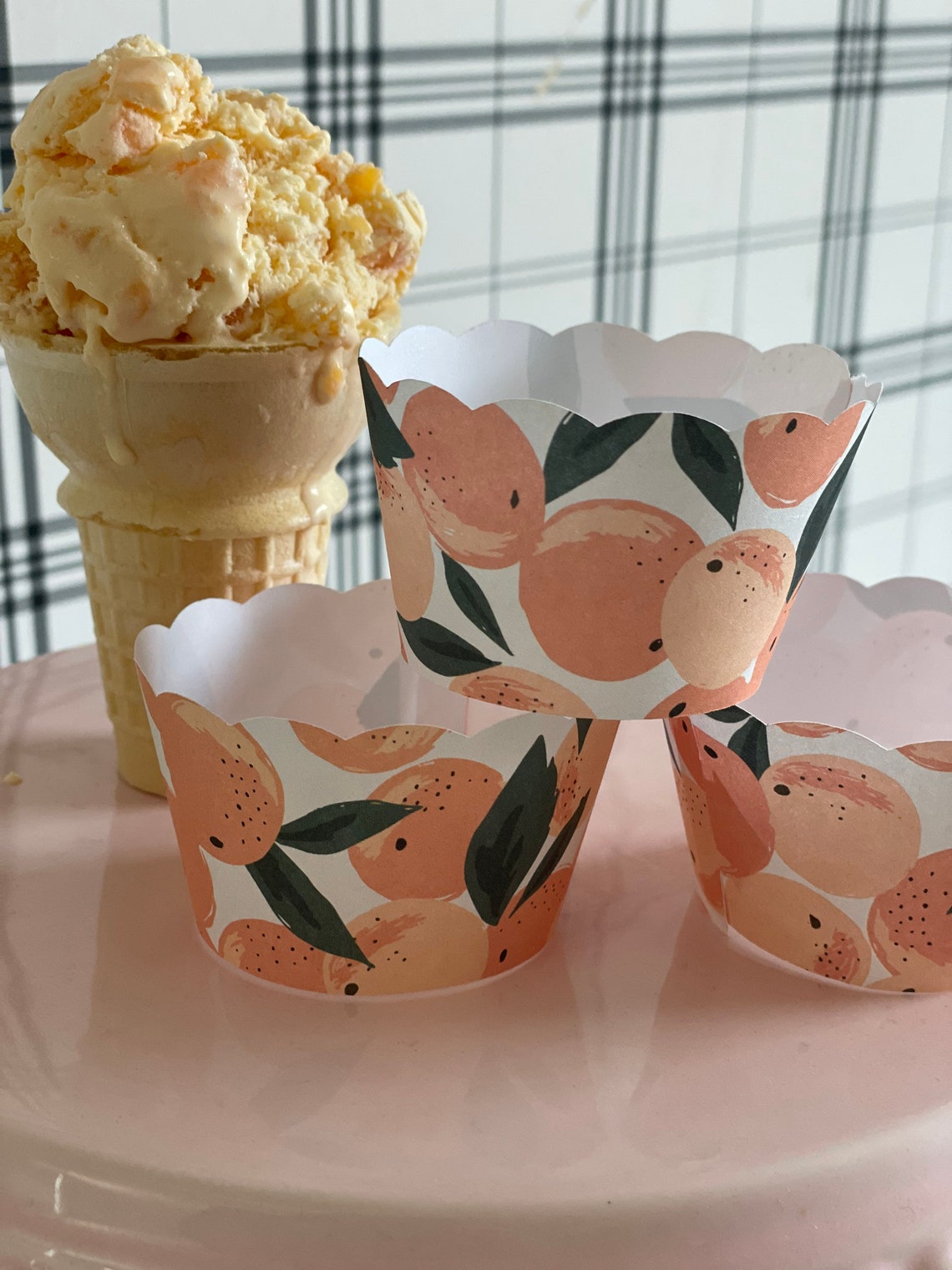 Peaches Peach Wrappers Rustic Cupcake Wrappers Wedding - Etsy