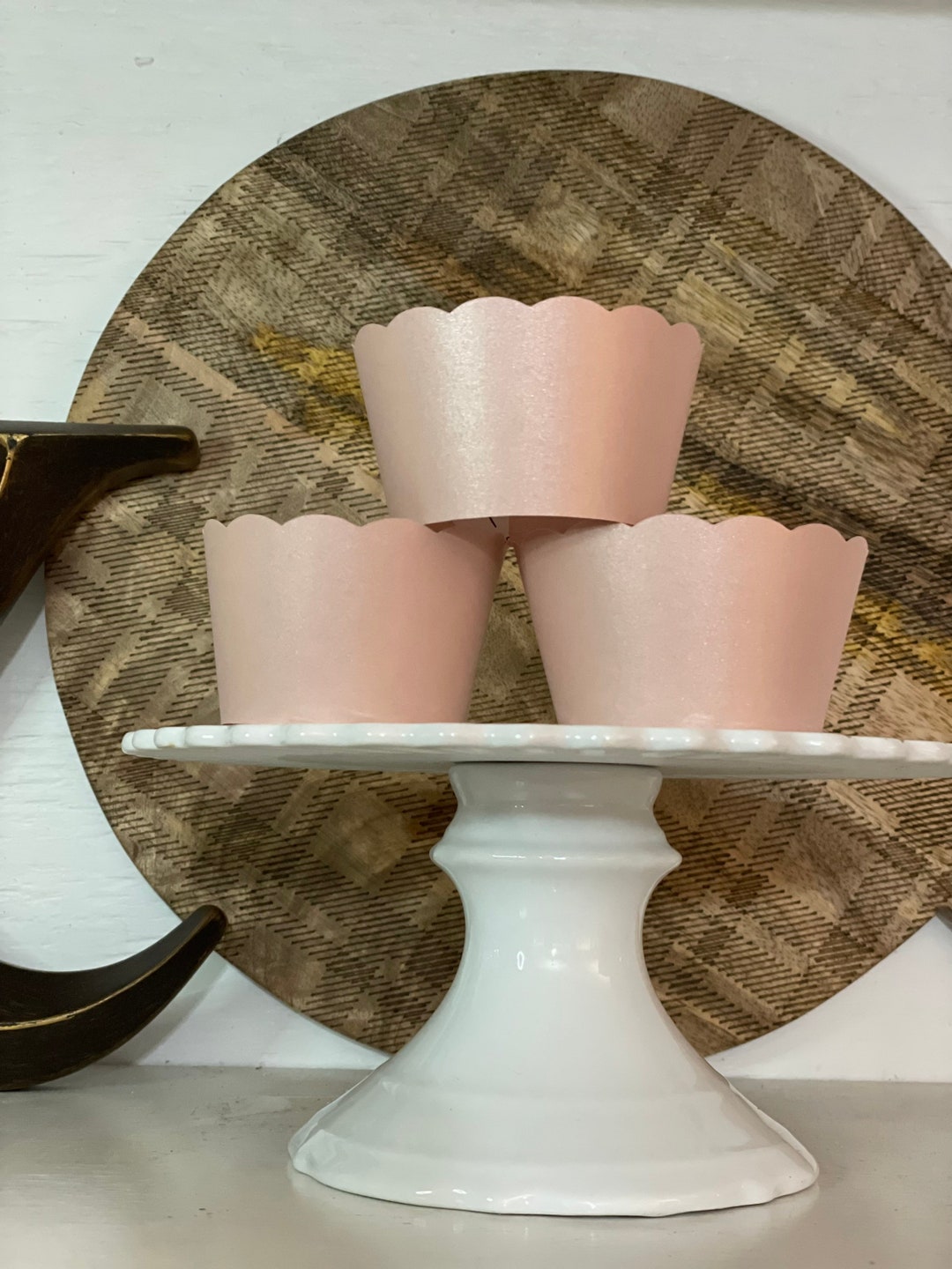 Rose Gold Metallic Wrappers , Rustic Cupcake Wrappers, Wedding Cupcake ...