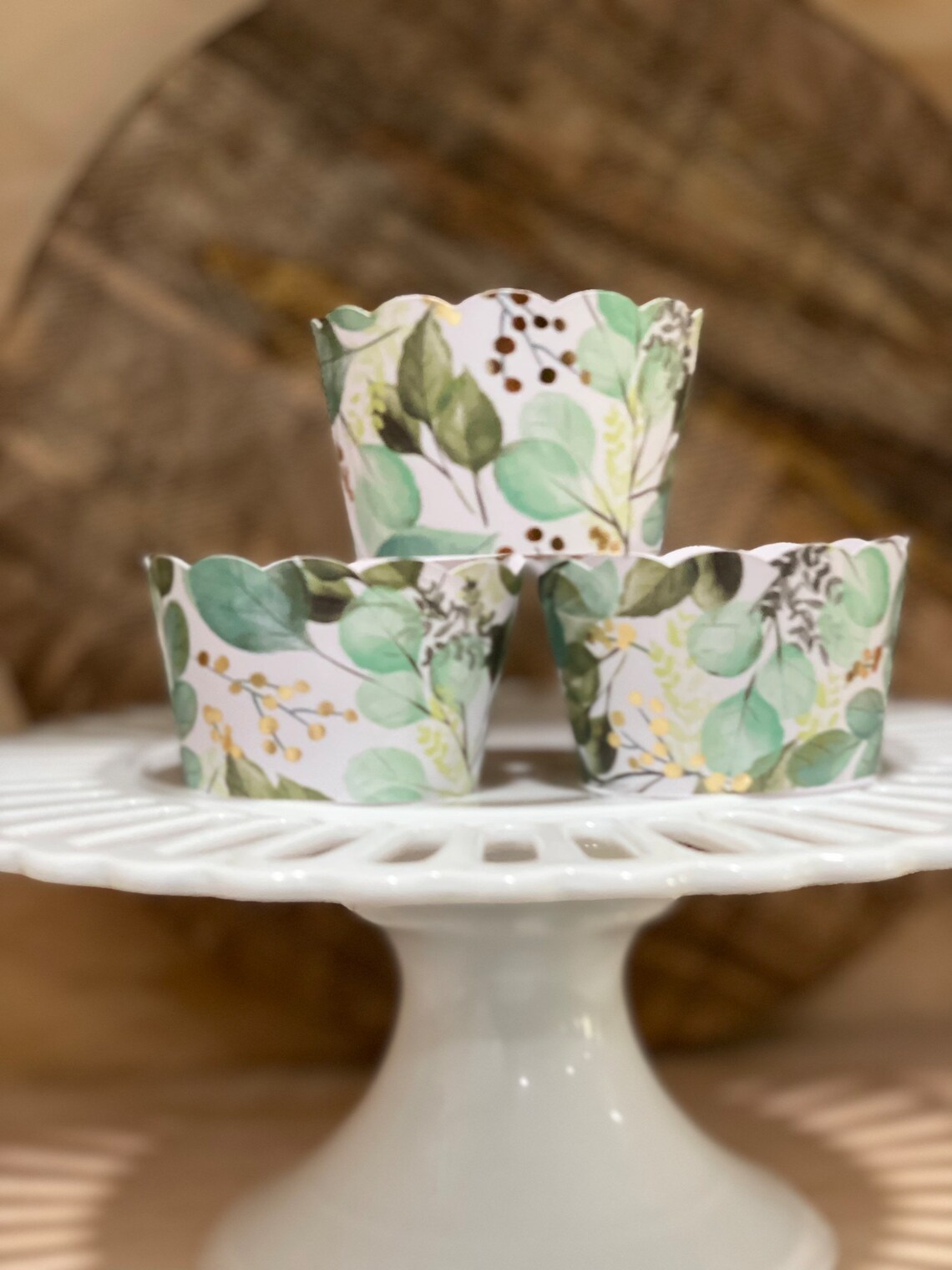 New Eucalyptus With Gold Foil Accents Wrappers Rustic - Etsy