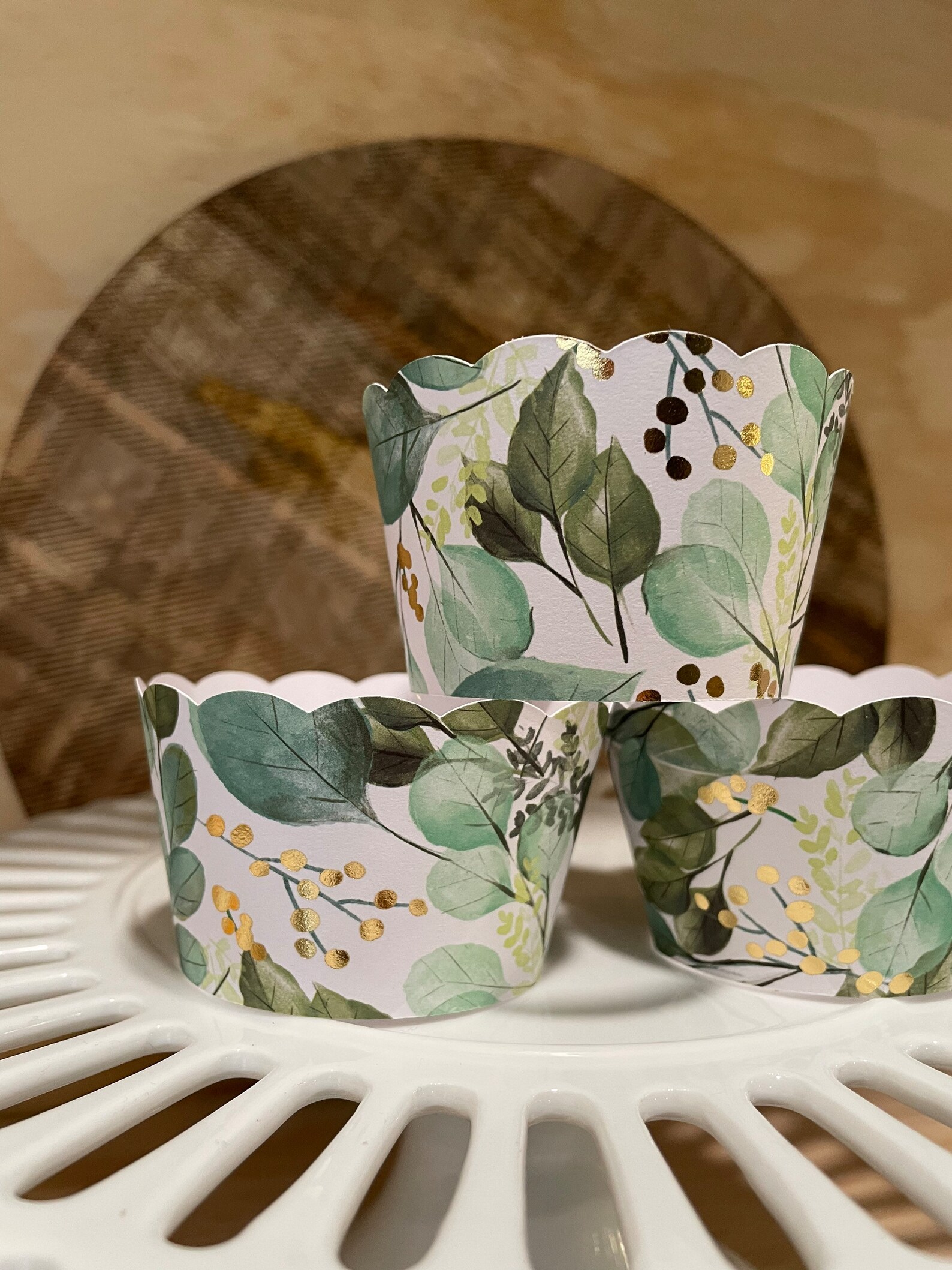 New Eucalyptus With Gold Foil Accents Wrappers Rustic - Etsy