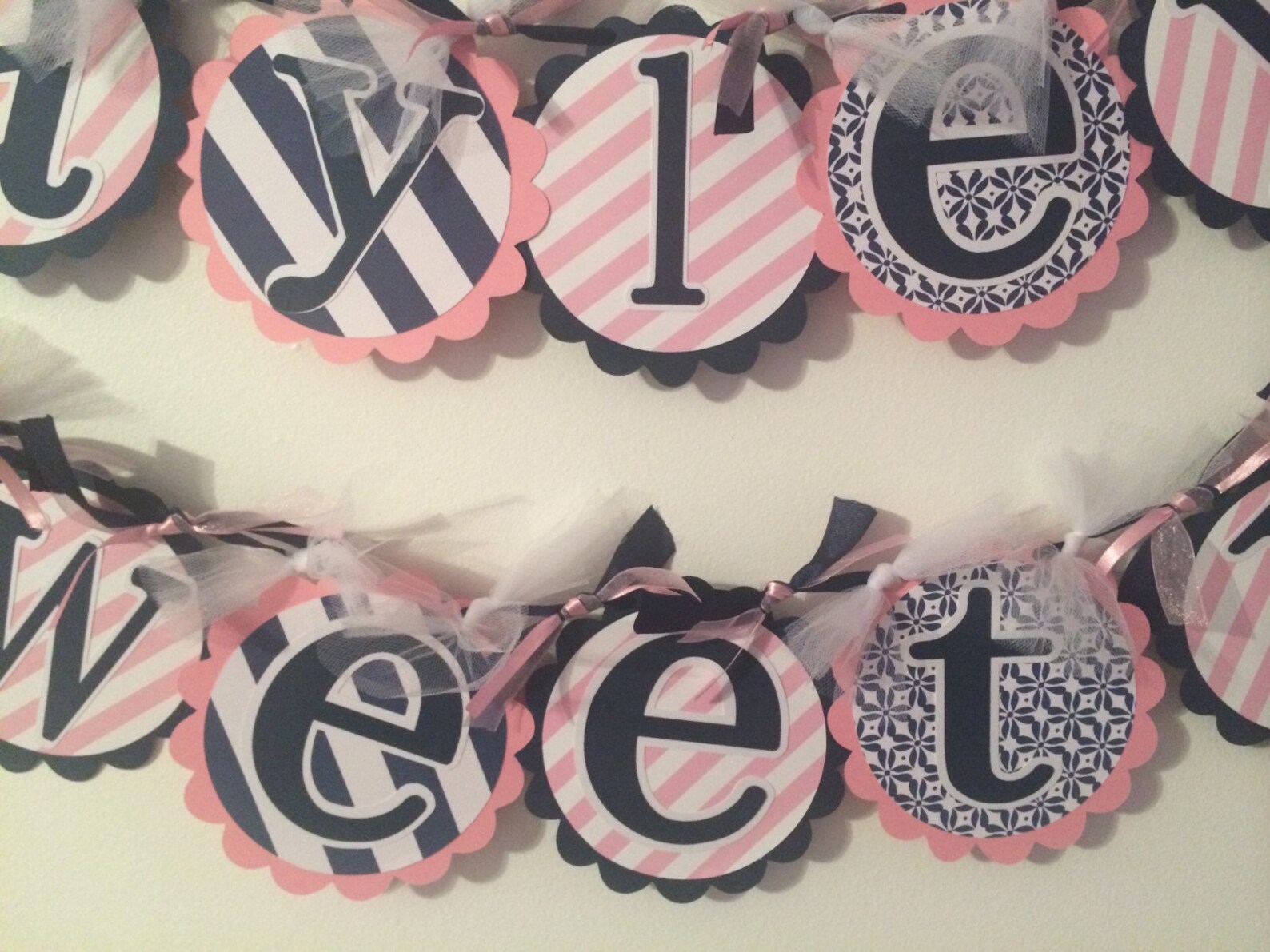 Preppy Navy and Bubble Gum Pink Banner Custom to Happy Birthday or I Am ...
