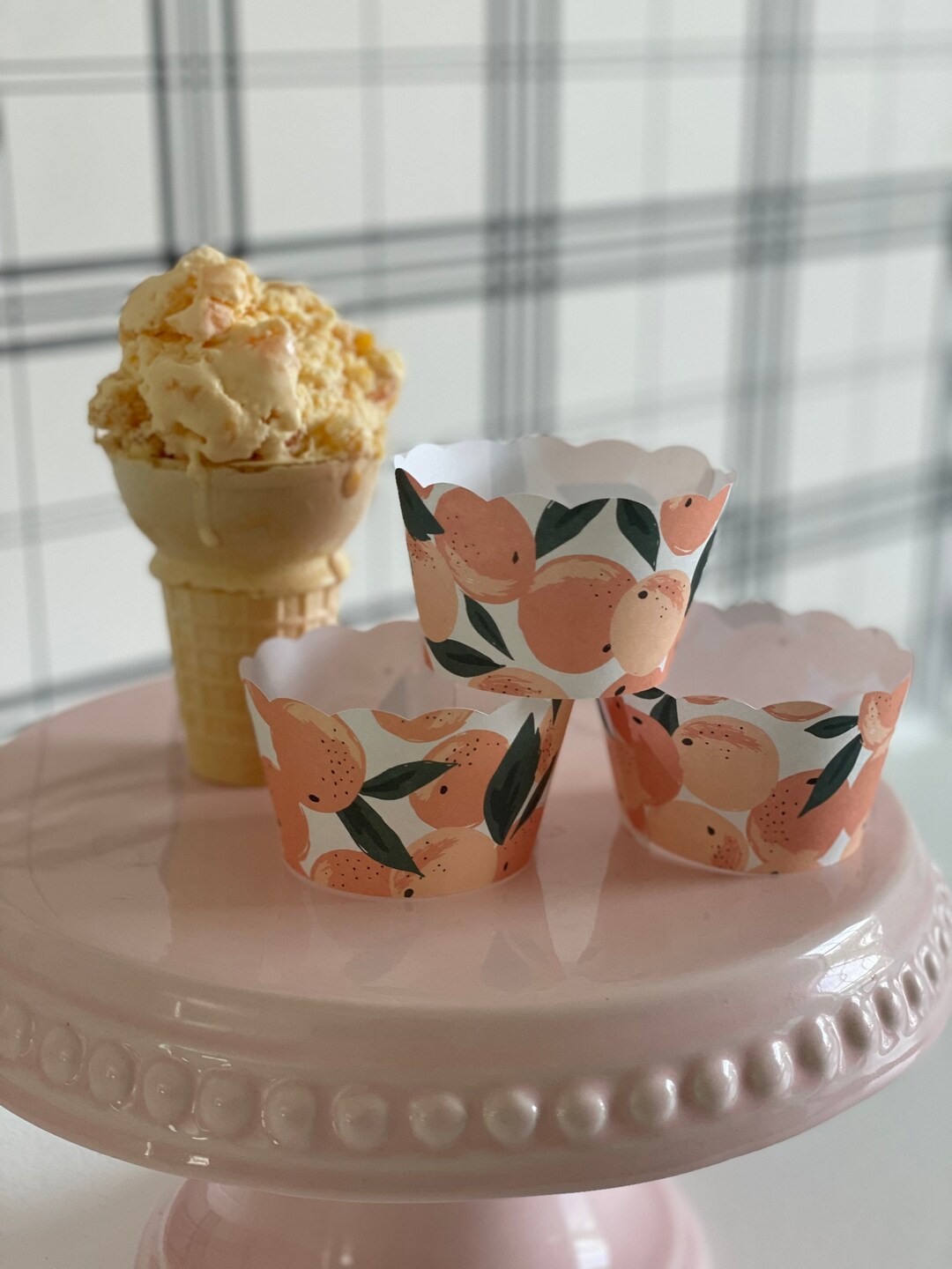 Peaches, Peach Wrappers , Rustic Cupcake Wrappers, Wedding Cupcake ...