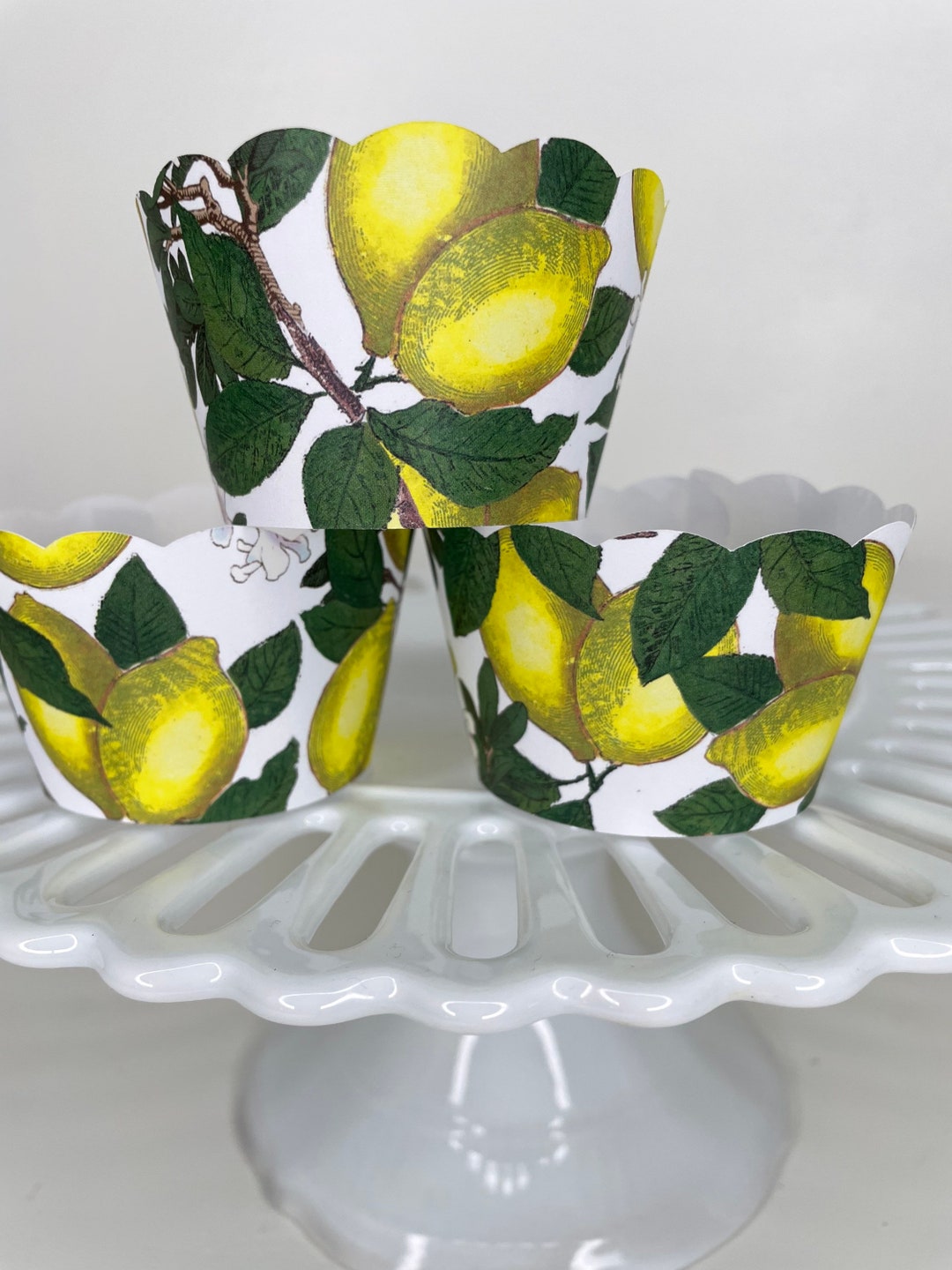 Lemon Yellow Cupcake Wrappers , Rustic Cupcake Wrappers, Wedding ...