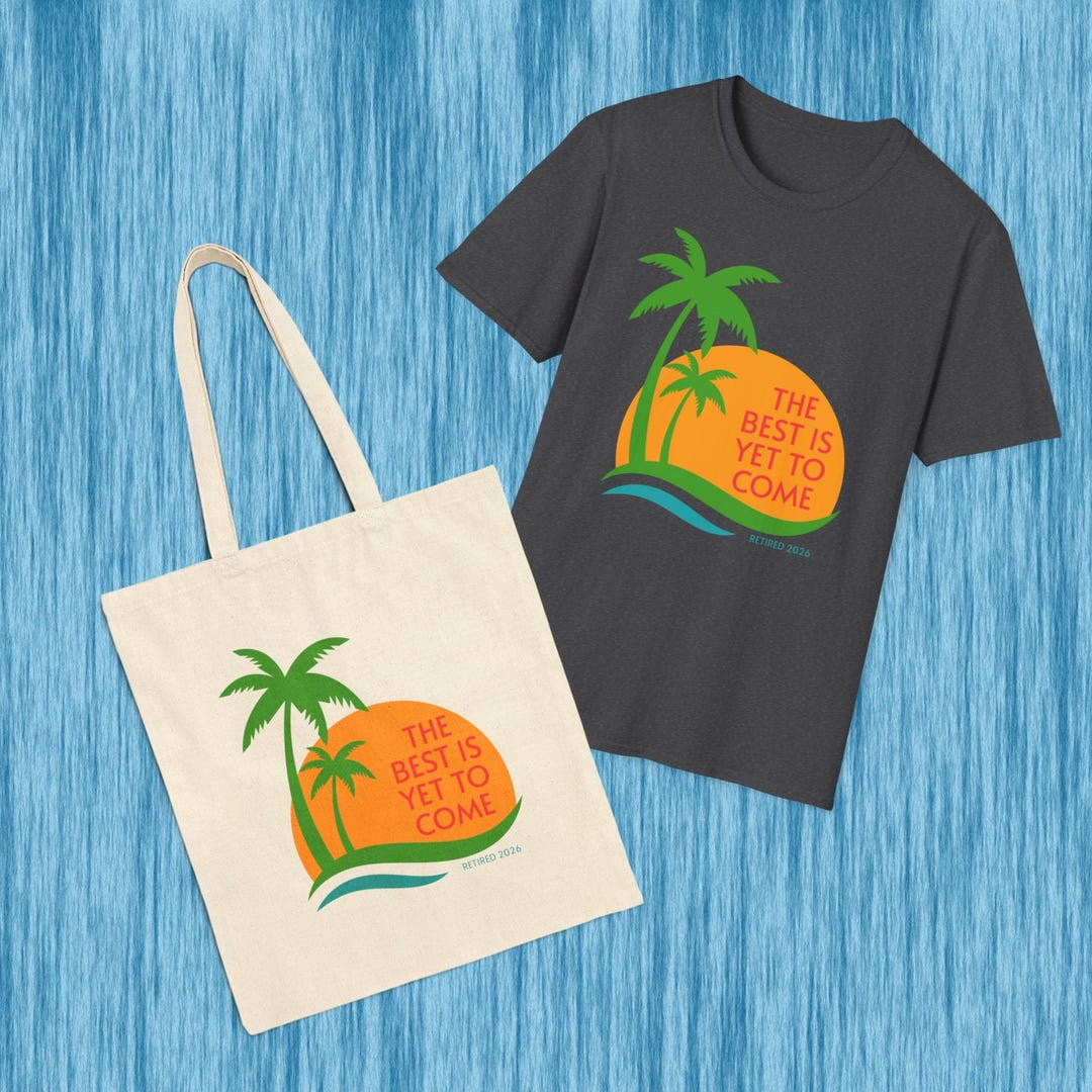 Tropical Retirement Gift Bundle 1 – Tee & Canvas Tote (natural) - Etsy
