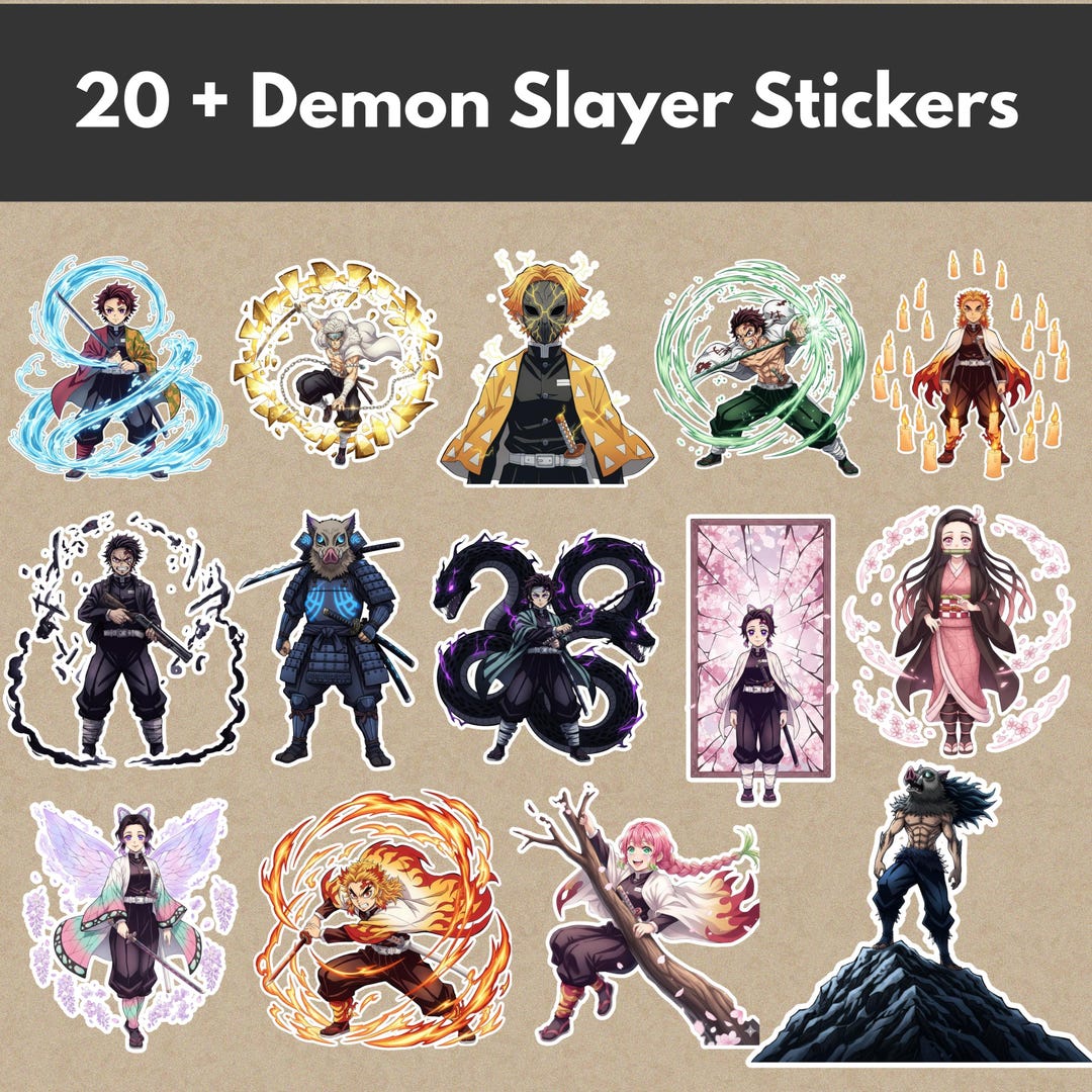 Demon Slayer Stickers PNG Bundle | Tanjiro Nezuko Zenitsu Inosuke ...