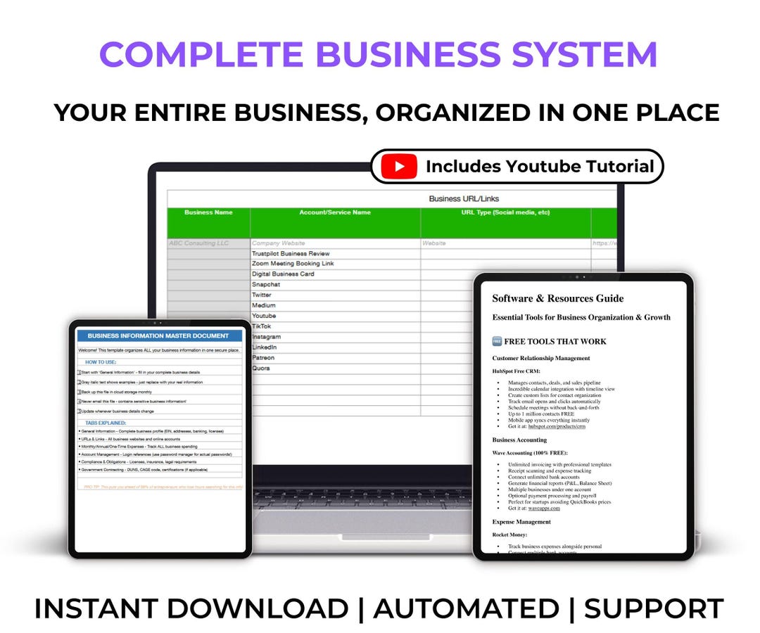 Excel Template for Small Business | Company Information Tracker Startup ...