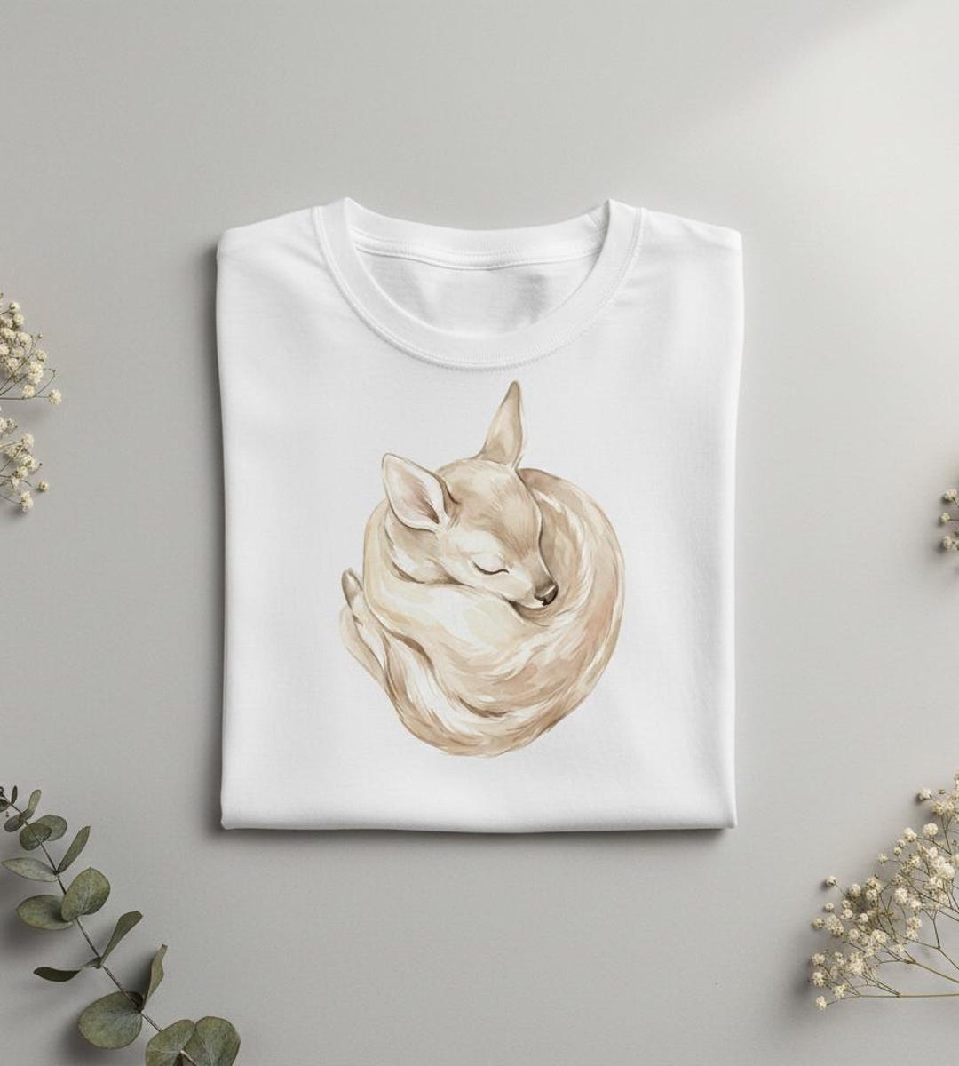 Neutral Deer Drawing PNG, Watercolor Sleeping Baby Fawn Deer Clipart ...