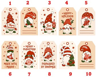 Gnome Christmas Gift Tags - Set of 14 - Etsy