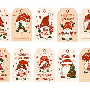 Gnome Christmas Gift Tags - Set of 14 - Etsy