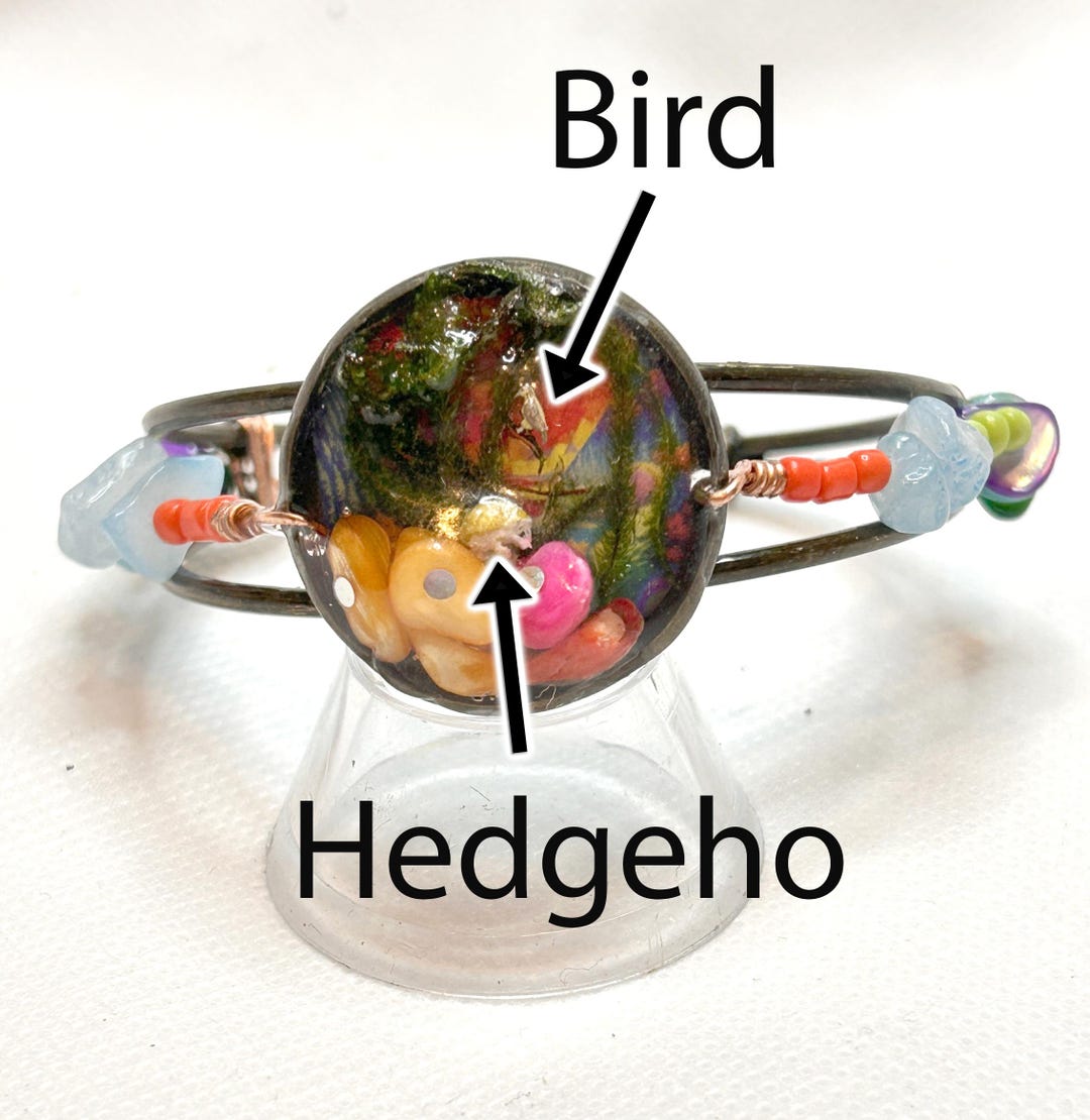 Hedgehog at Sunset, Gemstones, Terrain Build Bracelet, Adjustable, Wire ...