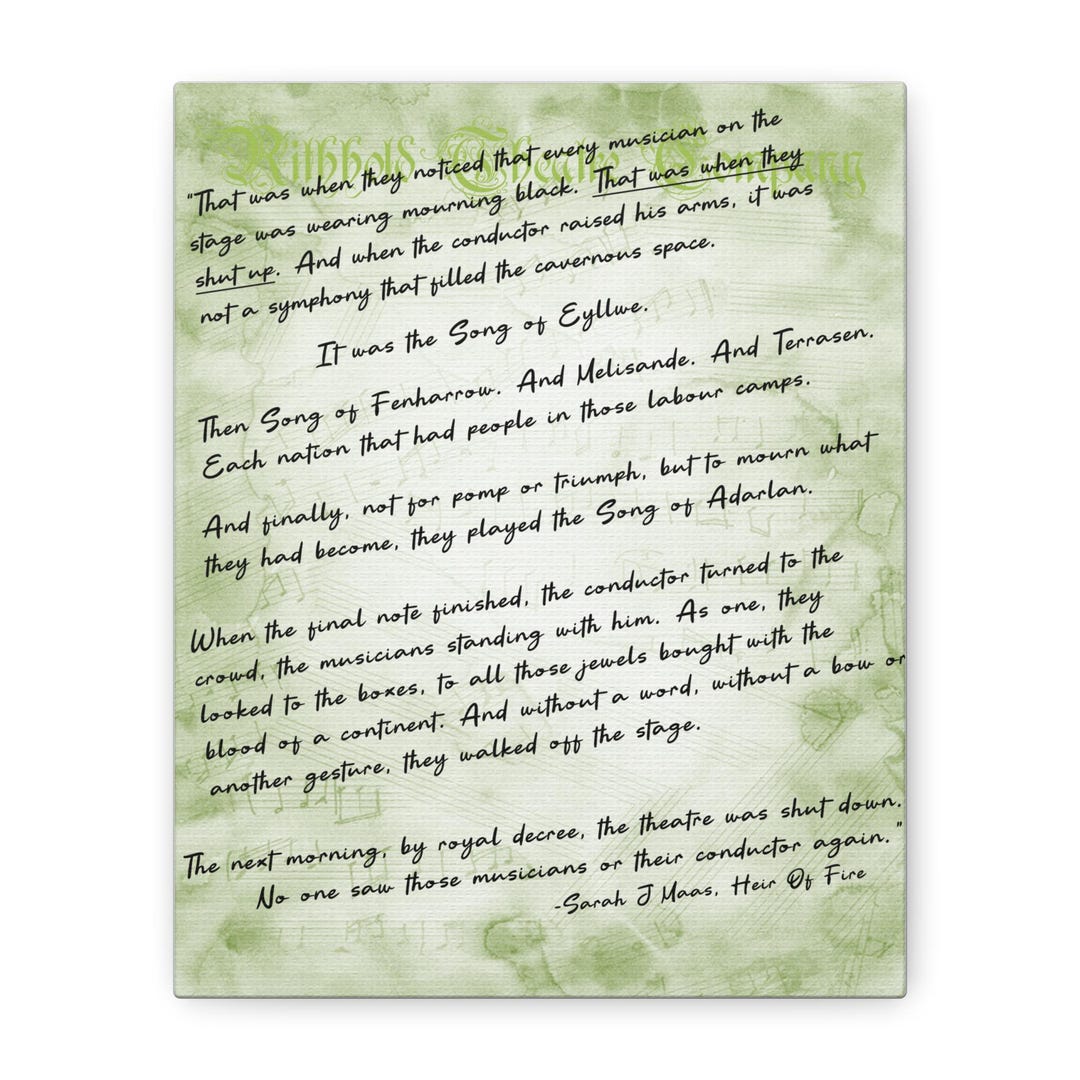 Throne of Glass Heir of Fire Quote Canvas | Rithhold Orchestra Quote - Etsy