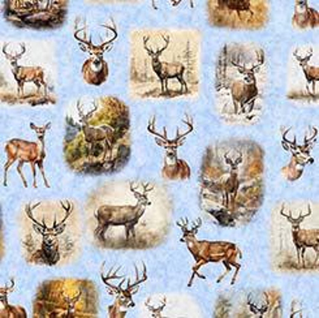 Buck Wild - Blue -deer Vignettes- 30804B- Qt Fabrics - Etsy