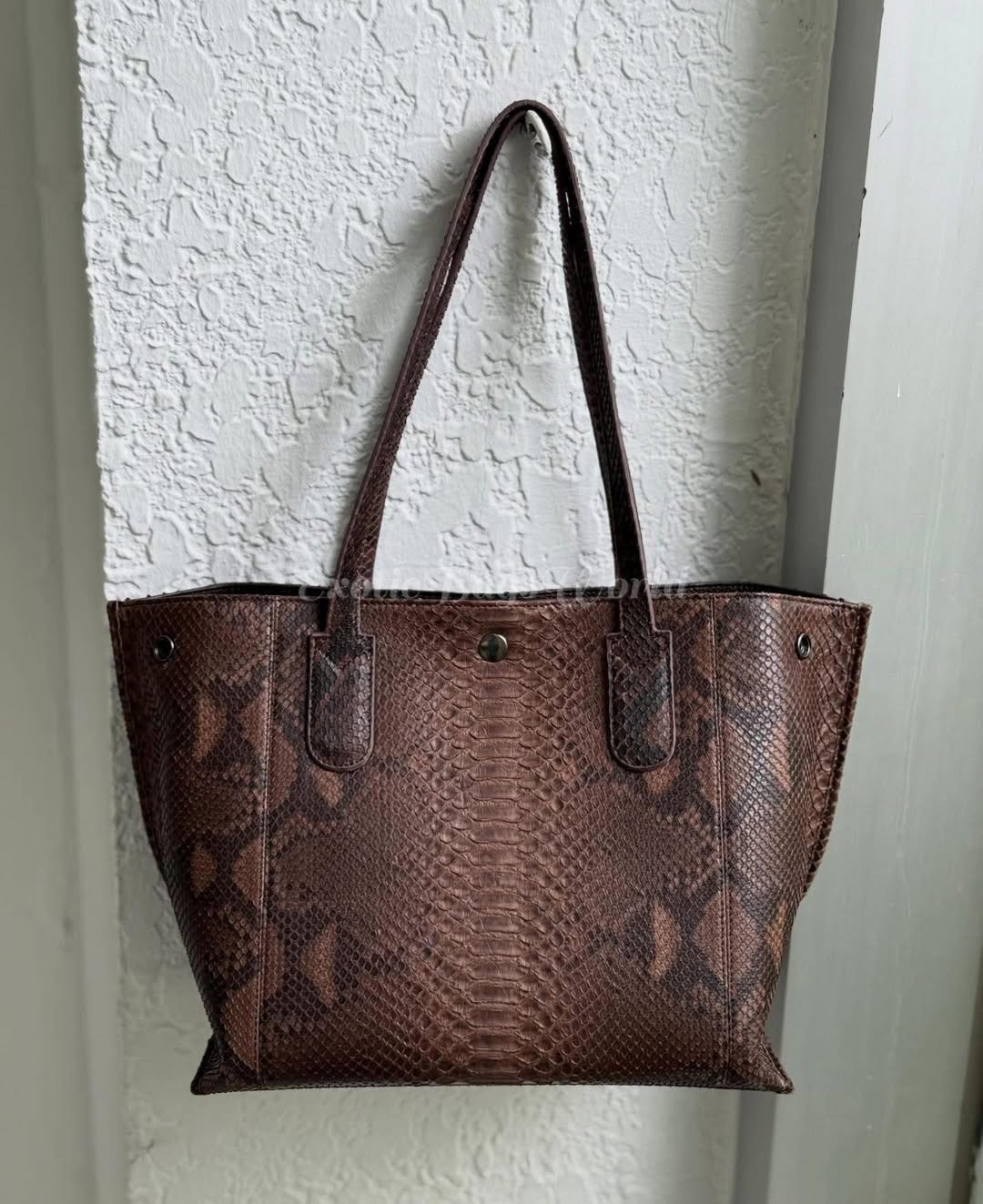 Top Handle Bag Python Dark Brown Leather | Made With Precision and ...
