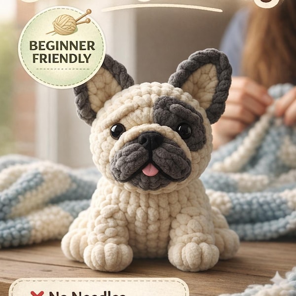 Bulldog Knitting Pattern - Etsy