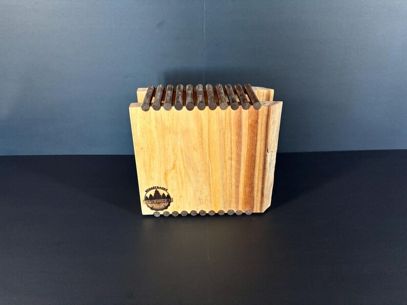 Live Edge Cottonwood Knife Block – Rustic 5-slot Knife Holder, Handmade ...