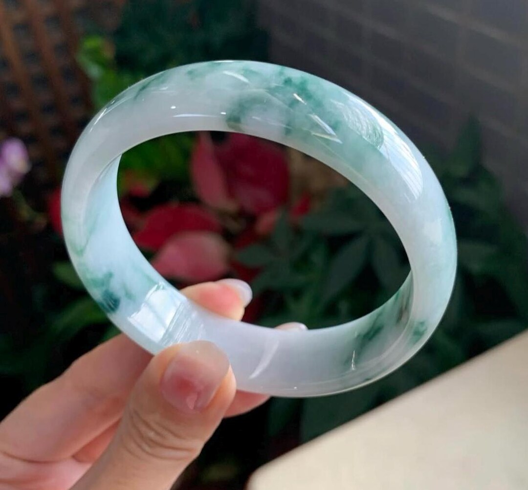 Type A Jade Bangle Natural Untreated Jadeite Bracelet Genuine White ...