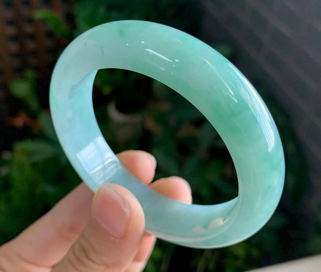Type A Jade Bangle Natural Untreated Jadeite Bracelet Genuine Ice Green ...
