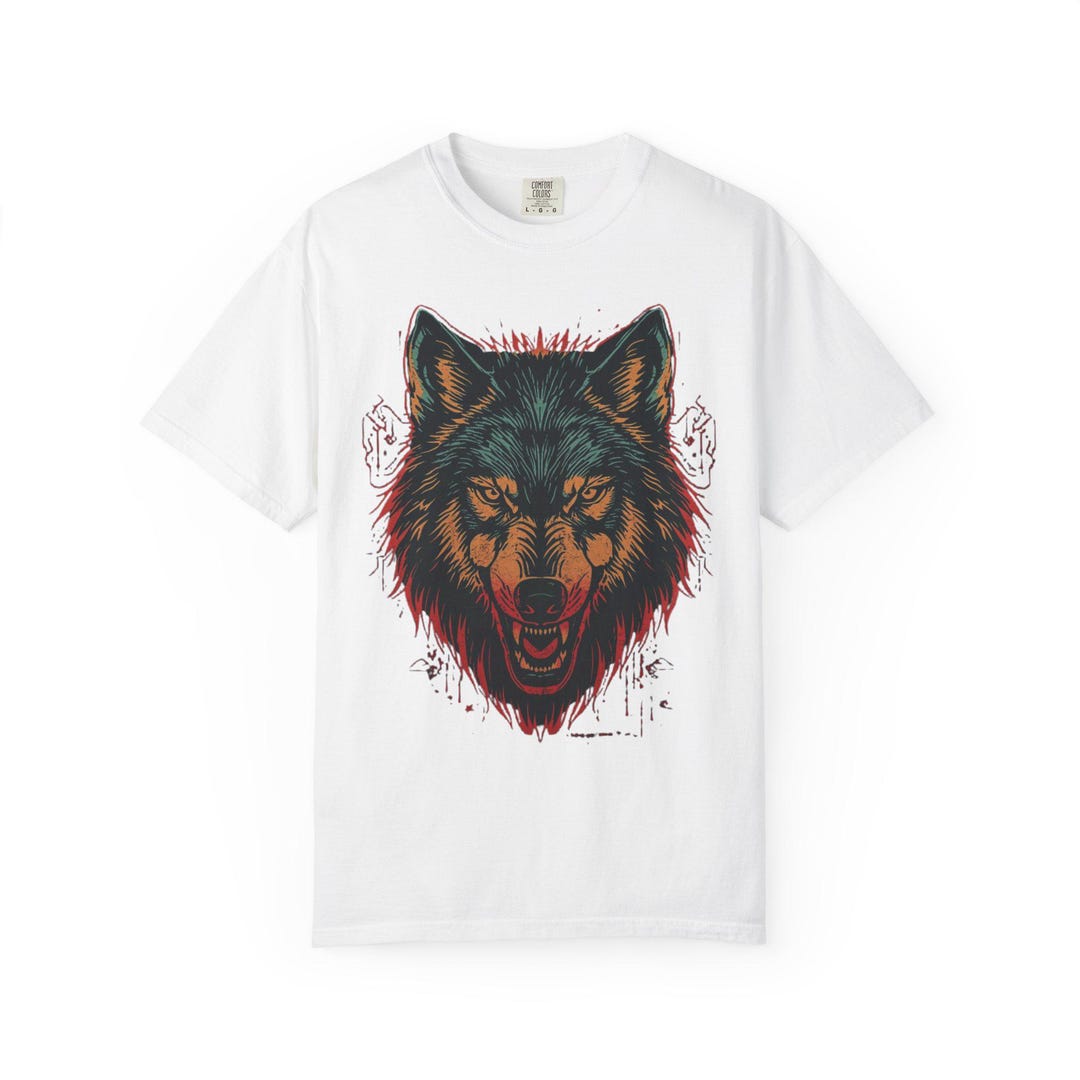 Howling Wolf Head T-shirt | Fierce Wolf Illustration - Etsy