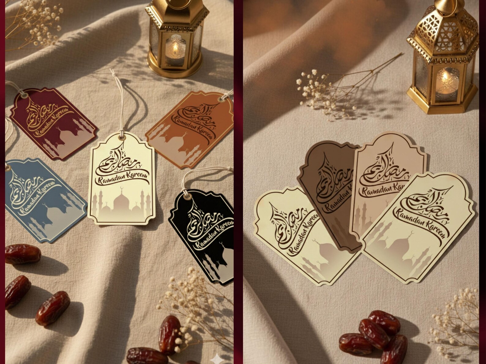 Ramadan Mubarak Gift Tags, Iftar Party Favors, Modern Mosque Design ...